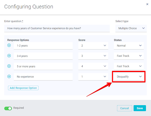 Disqualifying applicants using prescreen questions